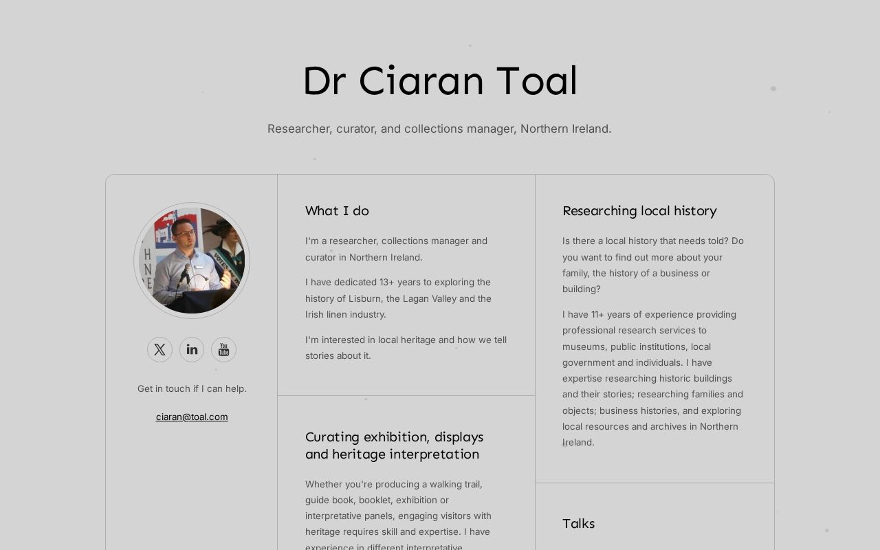Dr Ciaran Toal - N.I. Museum Professional